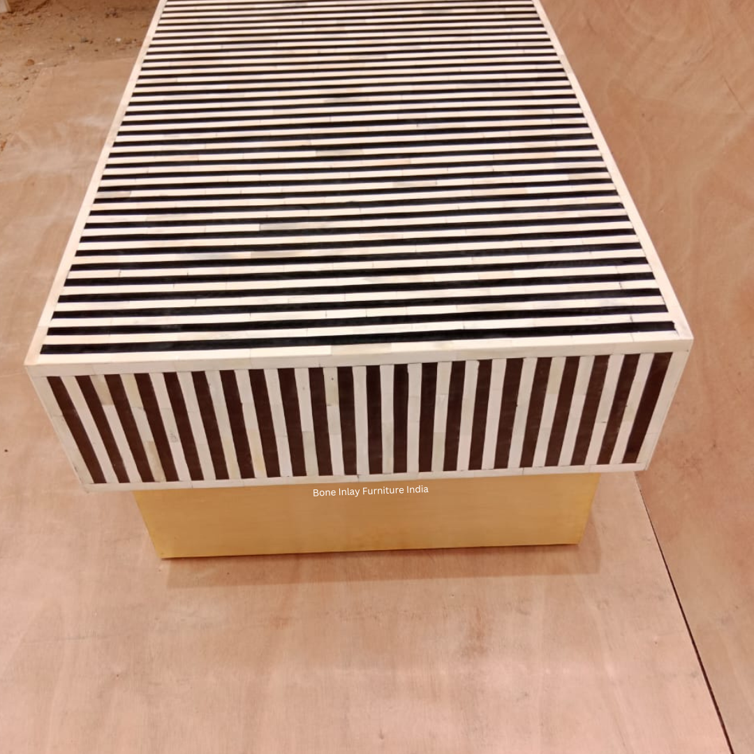 Bone Inlay Rectangular Coffee Table - Bone Inlay Furniture India