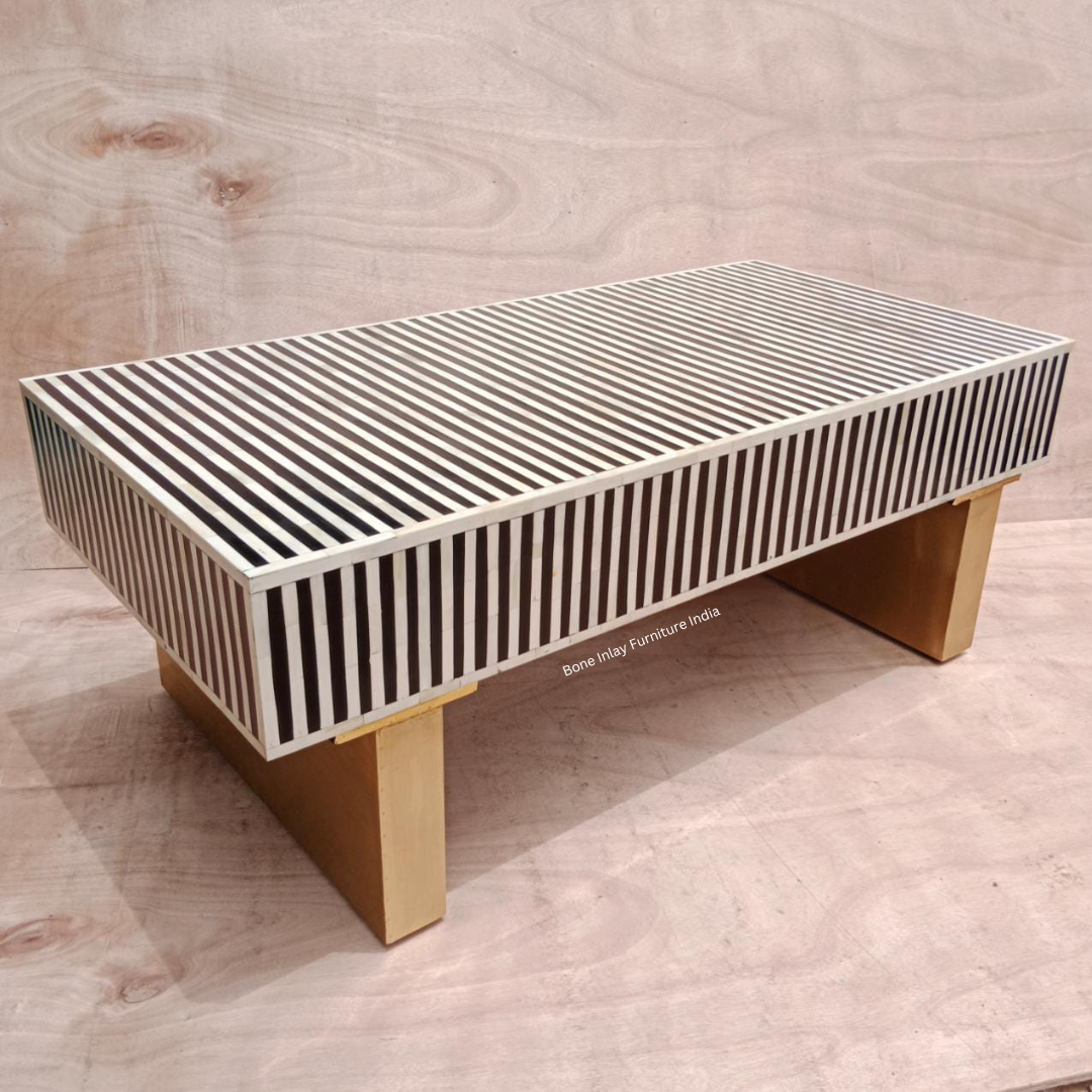 Bone Inlay Rectangular Coffee Table - Bone Inlay Furniture India